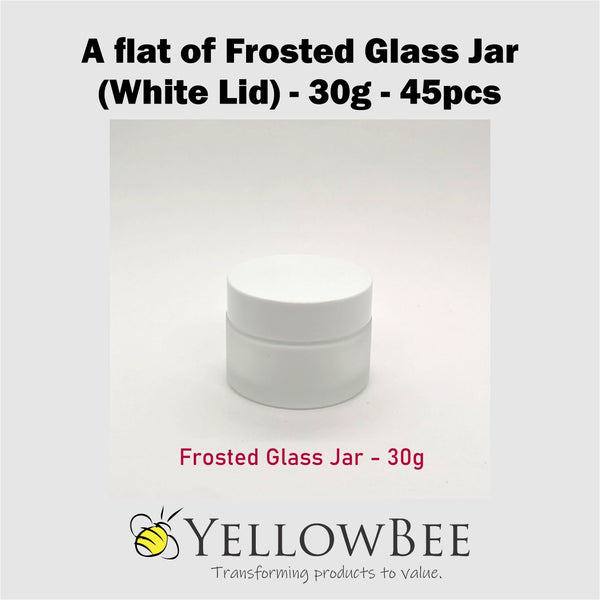 Frosted Glass Jar (White Lid) - 30g / 1oz – YellowBee Packaging and ...
