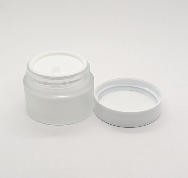 Frosted Glass Jar (White Lid) - 30g / 1oz – YellowBee Packaging and ...